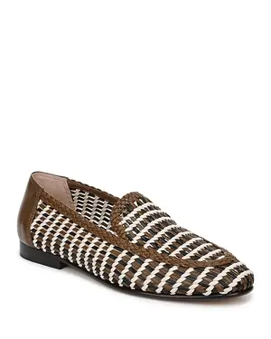 Veronica Beard Woven Leather Flats - Brown Mutli