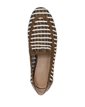 Veronica Beard Woven Leather Flats - Brown Mutli