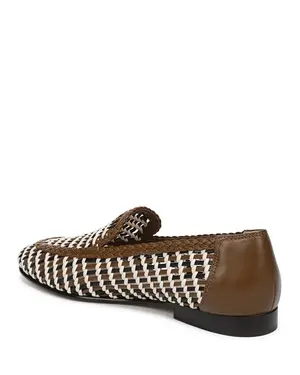 Veronica Beard Woven Leather Flats - Brown Mutli