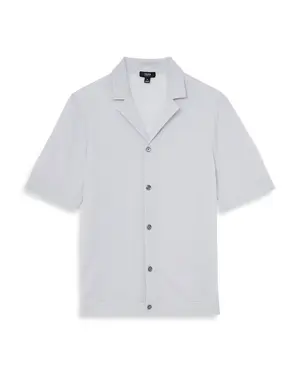 REISS Grafton Cuban Merino Wool Shirt - Frost Blue