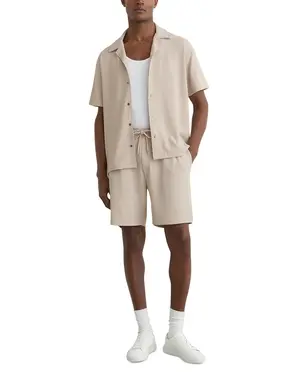 REISS Textured Drawstring Shorts - Stone