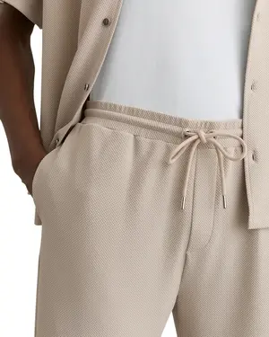REISS Textured Drawstring Shorts - Stone
