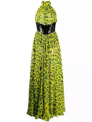 Philipp Plein Leopard-print Halterneck Maxi Dress