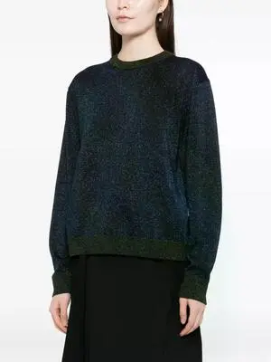 Cynthia Rowley Metallic Crew Neck Sweater - Blue
