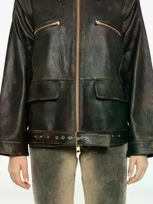 Cynthia Rowley Belted Leather Jacket