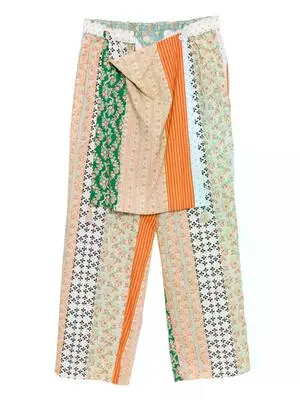 MIDORIKAWA Floral-print Apron Trousers - Neutrals