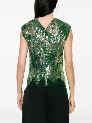 DE SANTIS Sequin Embellished V-neck Top
