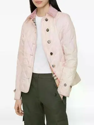 Burberry Quilted Jacket With Corduroy Collar - Pink