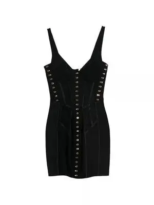 Elisabetta Franchi Embellished V-neck Fitted Dress - Black