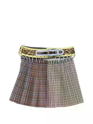 CHOPOVA LOWENA Belted Plaid Mini Skirt
