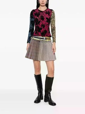 CHOPOVA LOWENA Belted Plaid Mini Skirt