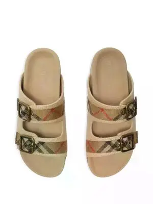 Burberry Raffia-effect Urchin Sandals With B Buckle Straps - Neutrals