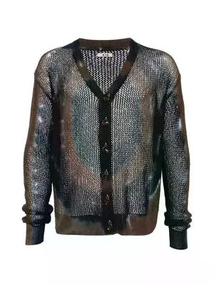 KHOKI Mesh Knit Button Cardigan