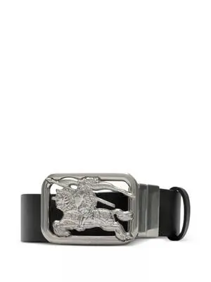 Burberry Reversible Leather Belt With Equestrian Knight Design - Black