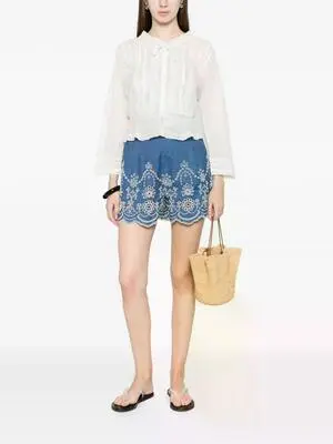 MC2 SAINT BARTH Embroidered Scallop Trim Shorts
