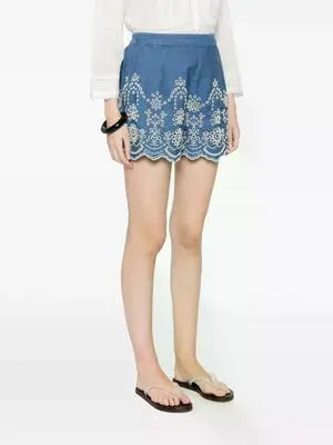 MC2 SAINT BARTH Embroidered Scallop Trim Shorts