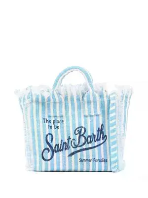 MC2 SAINT BARTH Striped Fringed Tote - Blue