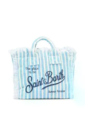 MC2 SAINT BARTH Striped Fringed Tote - Blue