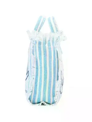 MC2 SAINT BARTH Striped Fringed Tote - Blue
