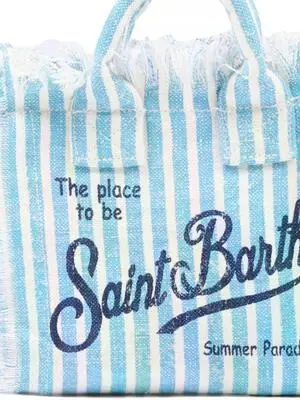 MC2 SAINT BARTH Striped Fringed Tote - Blue