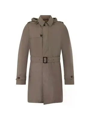 MOORER Hooded Belted Trench Coat