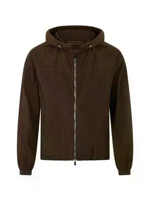 MOORER Hooded Zip Jacket - Brown