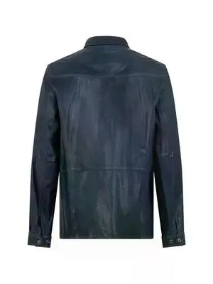 MOORER Flap-pocket Leather Jacket - Blue