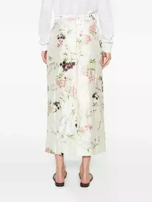 Erdem Satin Midi Skirt With Floral Print
