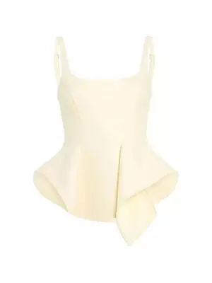 Khaite Linen Suiting Peplum Top