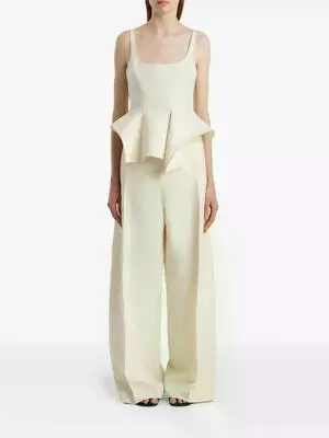 Khaite Linen Suiting Peplum Top