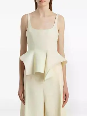 Khaite Linen Suiting Peplum Top
