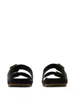 Burberry Check Embossed Suede Urchin Sandals - Black