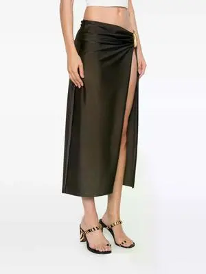 Simkhai Gathered Embellished Midi Skirt