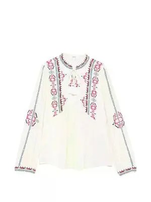 Ba&sh Embroidered Tassel Blouse