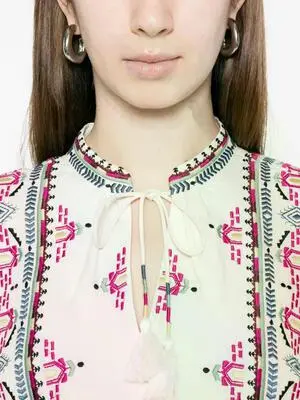 Ba&sh Embroidered Tassel Blouse