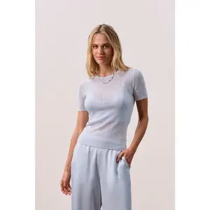 Naked Cashmere Etta Trellis Cashmere Tee - Cloud