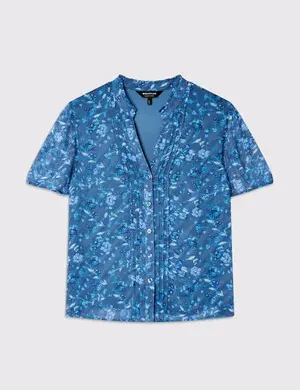 Whistles Ditsy Floral V-neck Blouse - Teal/multi