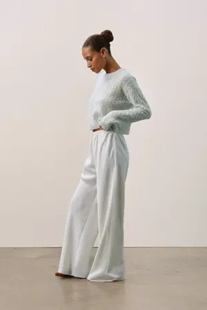 Naked Cashmere Chrissy Cropped Cable Knit Sweater - Jadite