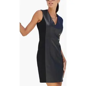 LASCANA Faux Leather V-neck Sheath Dress
