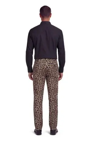 LORDS OF HARLECH Leopard Print Straight Fit Pant - Leopard Brown