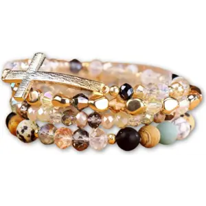 HUMANIST BEAUTY Healing Cross 4-stack Beaded Bracelets