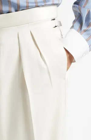 TOM FORD Pleated Silk Gabardine Wide Leg Pants - Ivory