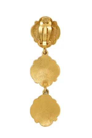 Chanel Gold Tone Gripoix Earrings