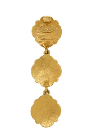 Chanel Gold Tone Gripoix Earrings