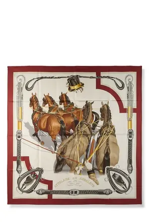 Hermès Multicolor 'attelage En Arbalète' Silk Scarf 90 - Red