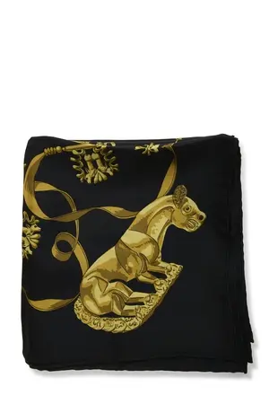 Hermès Multicolor 'les Cavaliers D'or' Silk Scarf 90