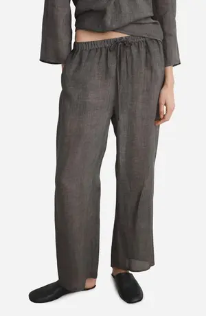 Mango Ramie Pajama Pants - Charcoal