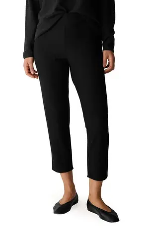 Eileen Fisher Slit Back Slim Cropped Pants - Black