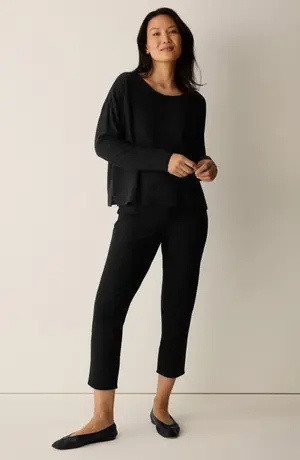 Eileen Fisher Slit Back Slim Cropped Pants - Black