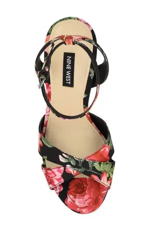 Nine West Ankle Strap Platform Sandals - Black